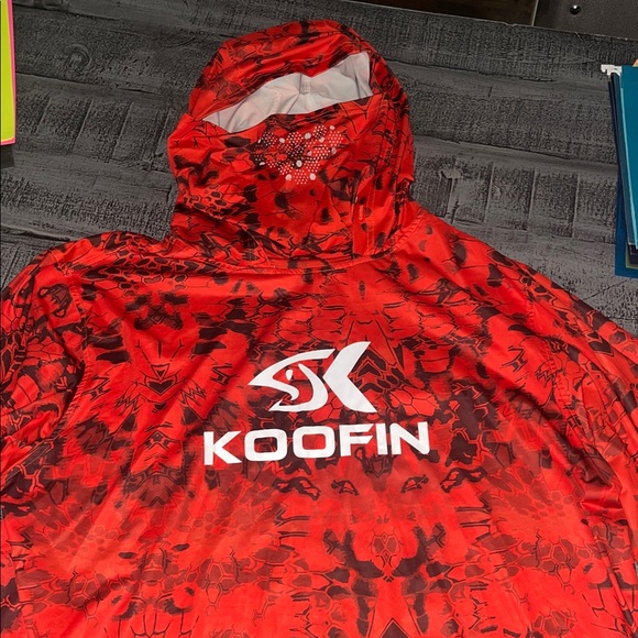 koofin | Shirts | Koofin Orange Black Fishing Long Sleeve Hooded And ...